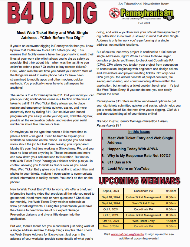 News | Pennsylvania One Call System